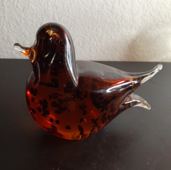 Murano | Art | Stunning Murano Italy 6 Speckled Amber Art Glass Bird ...